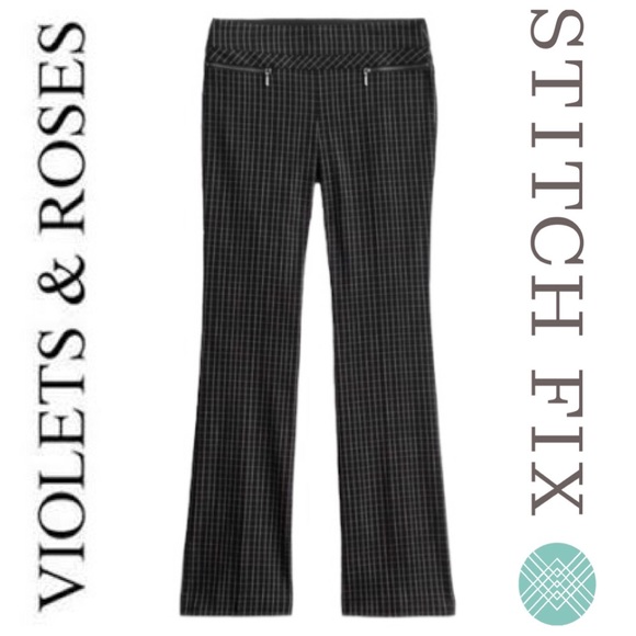 Violets & Roses | Pants & Jumpsuits | Violets Roses Ruthy Zipper Detail Checked Windowpane Print ...